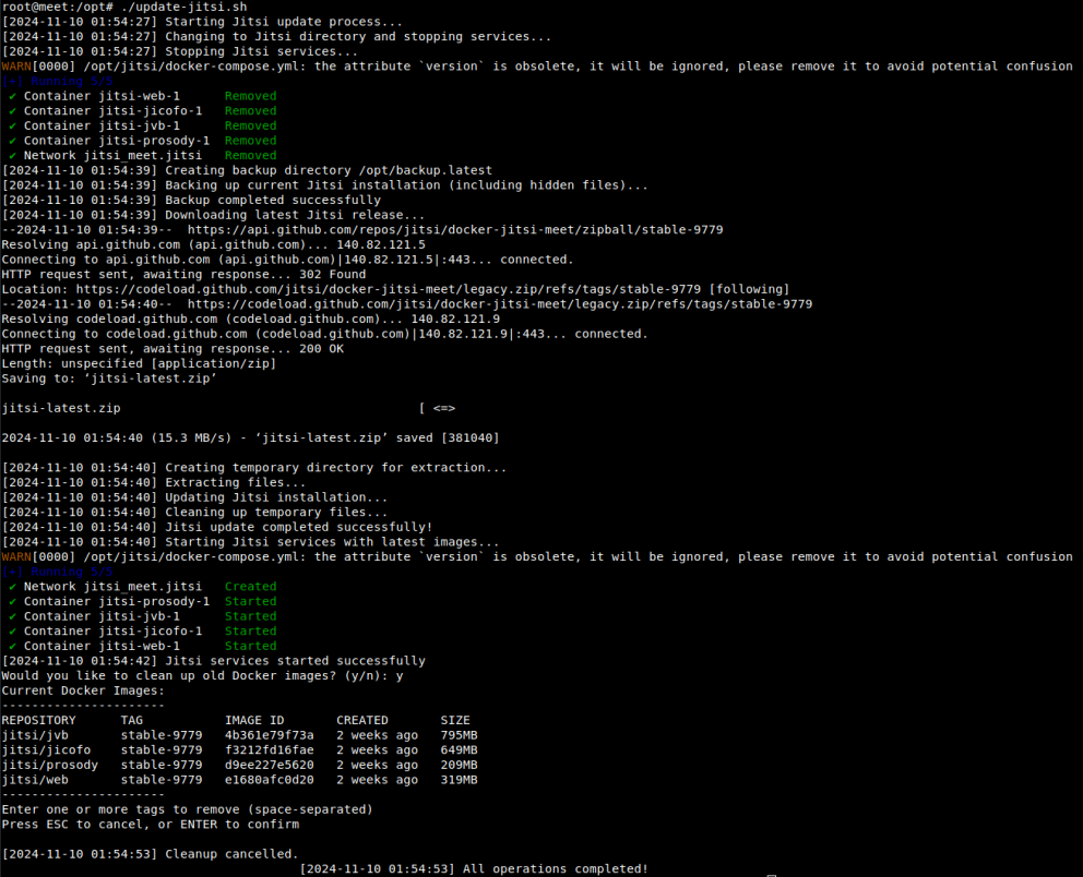 [solved] Automated Jitsi Meet Docker Update Bash Script