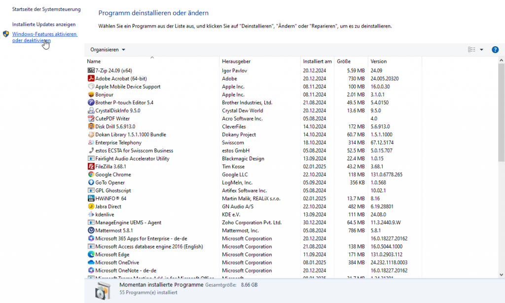 So aktivieren oder deaktivieren Sie Windows-Features: Eine S