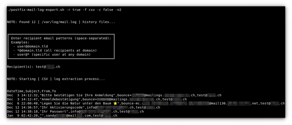 Export Postfix Mail Logs with Subjects as CSV or Markdown