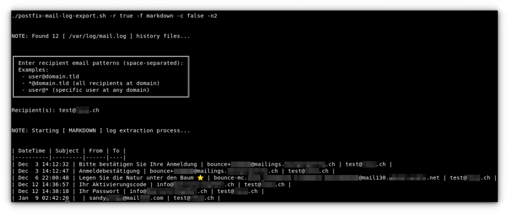Export Postfix Mail Logs With Subjects As Csv Or Markdown